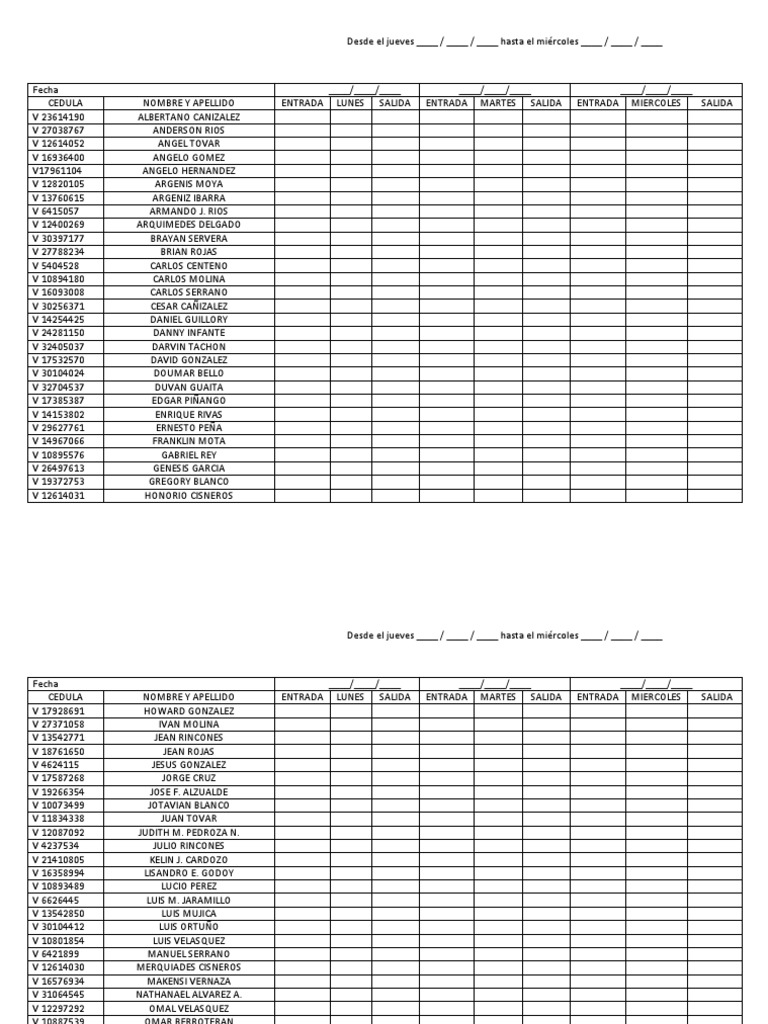 Lista Personal | PDF