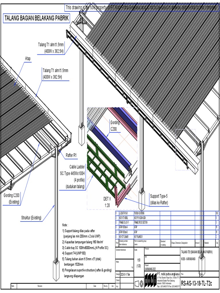 Detail Design Talang Belanag Pabrik R1 12-Jan-23 | PDF