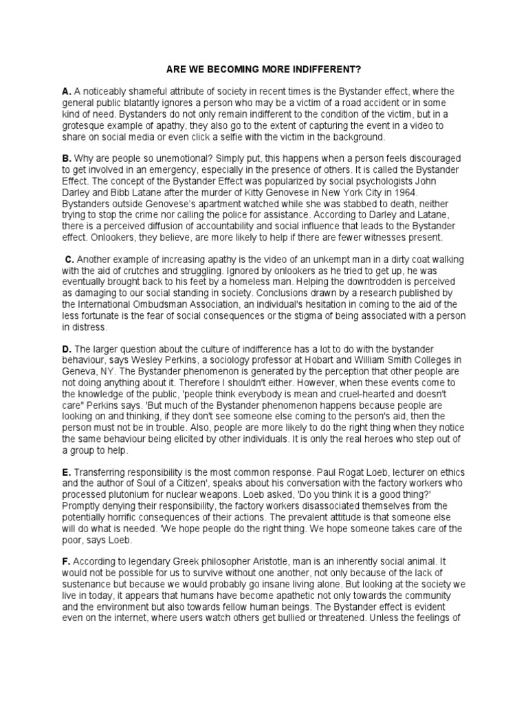 Are We Becoming More Indifferent | PDF