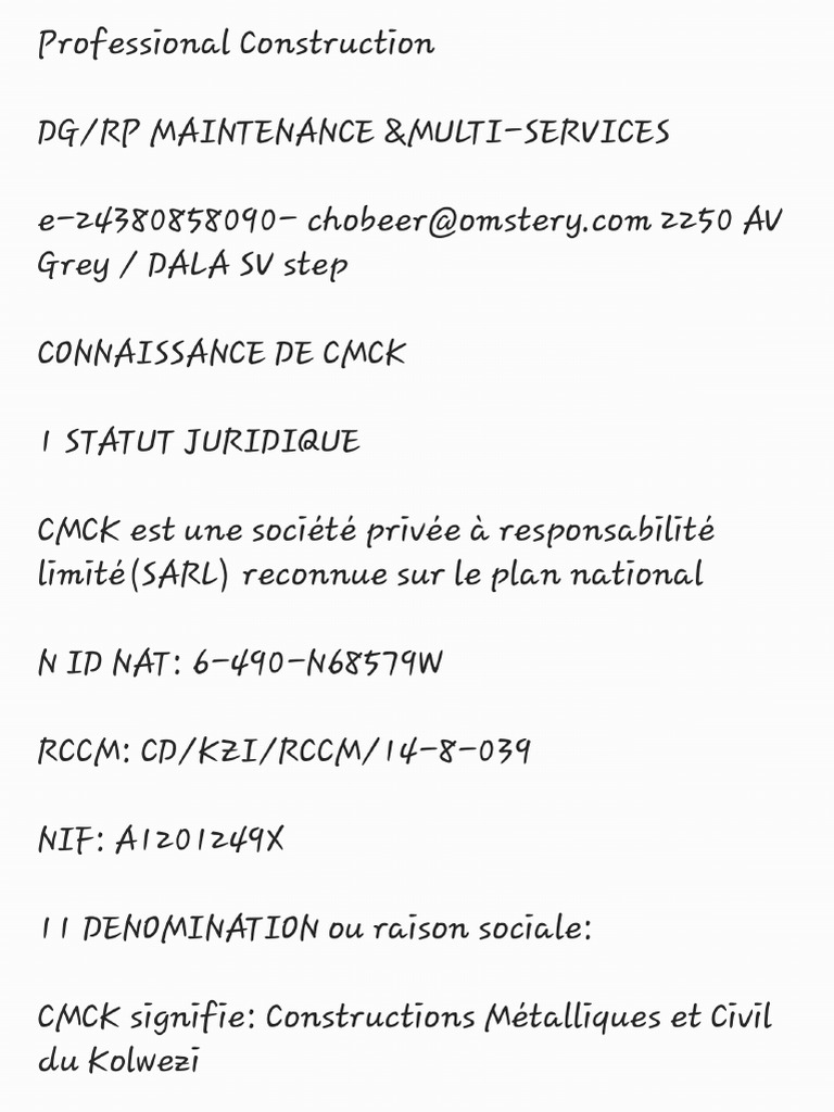Historique CMCK | PDF