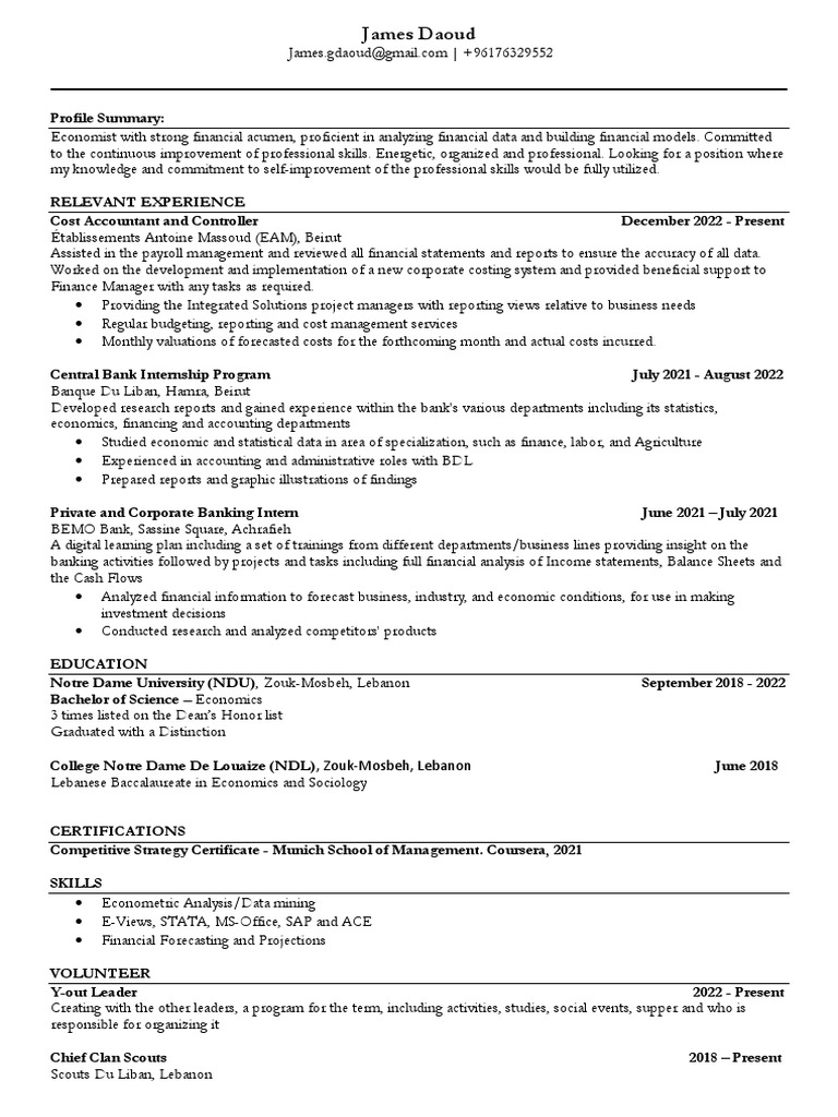 James Daoud - RESUME-1 | PDF