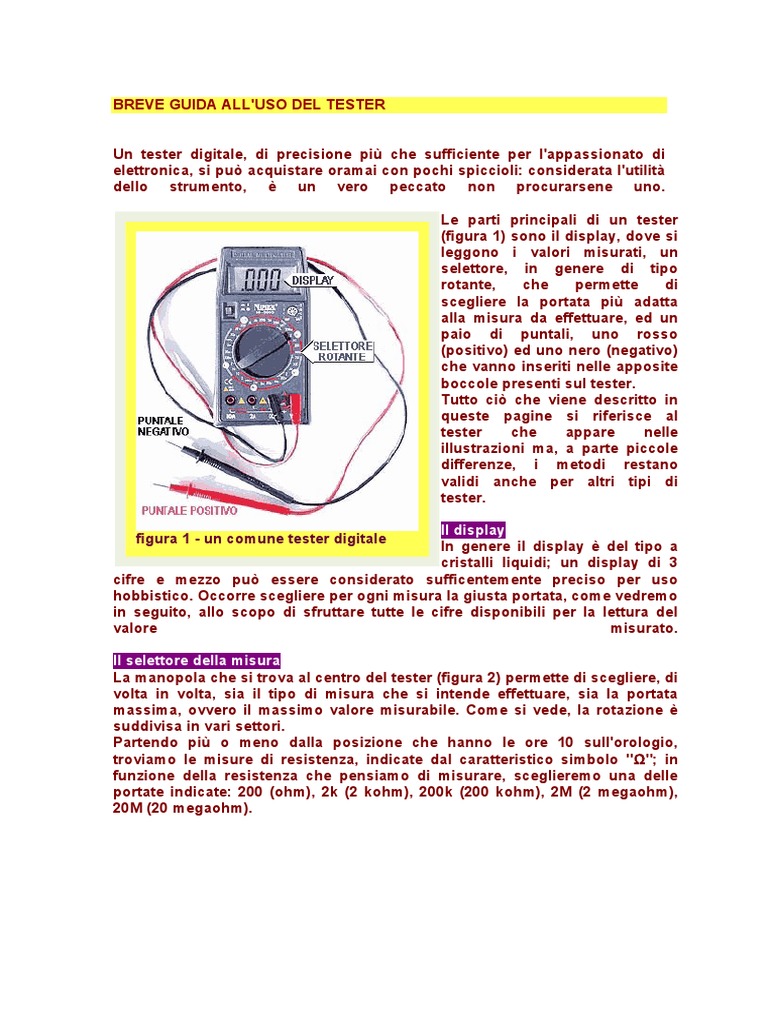 Breve guida all uso del tester | PDF