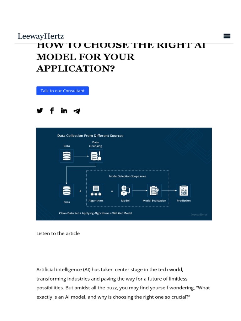 How To Choose The Right AI Model For Your Application? | PDF