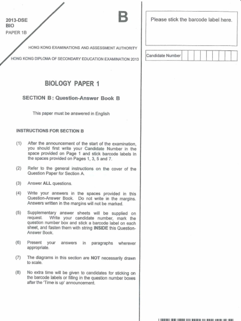 DSE Bio 2013 1B | PDF