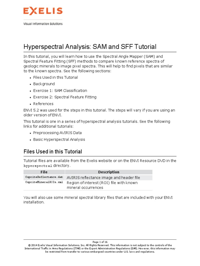 TD8 WholePixelHyperspectralAnalysisTutorial | PDF | Science & Mathematics