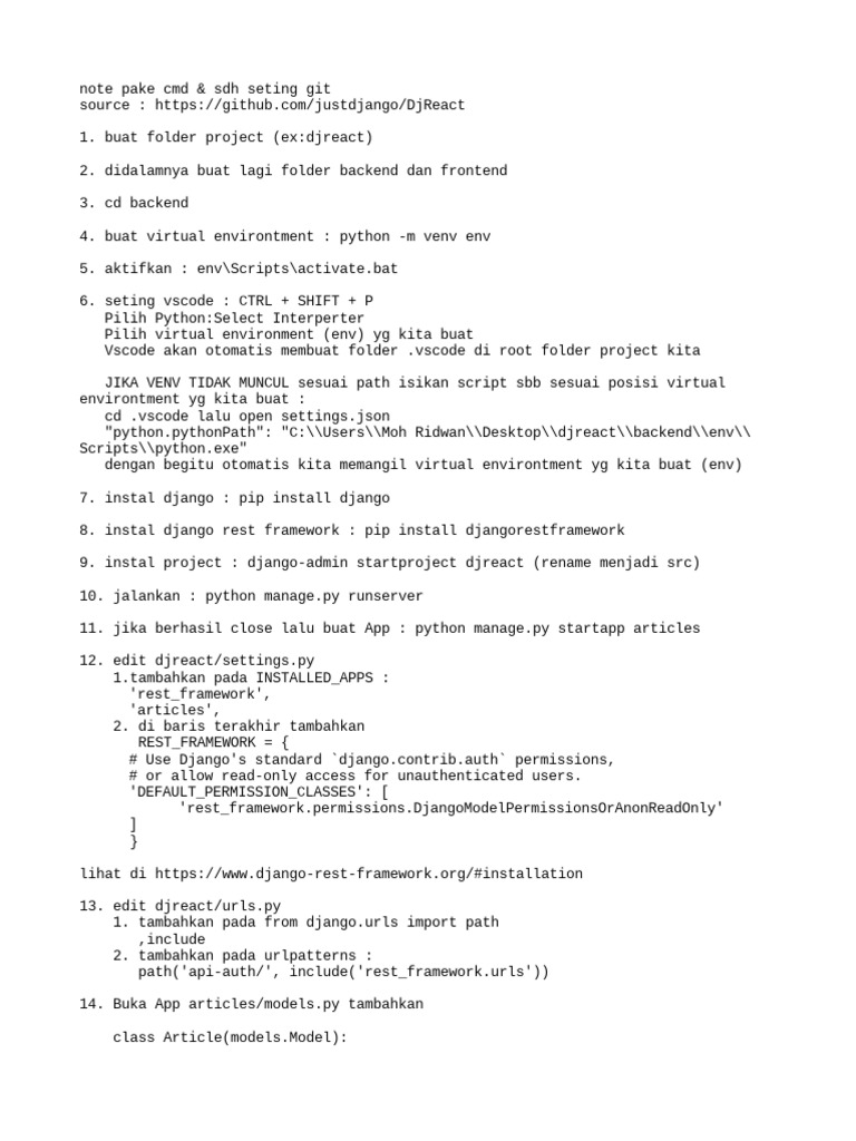 Primbon Django React Vscode | PDF