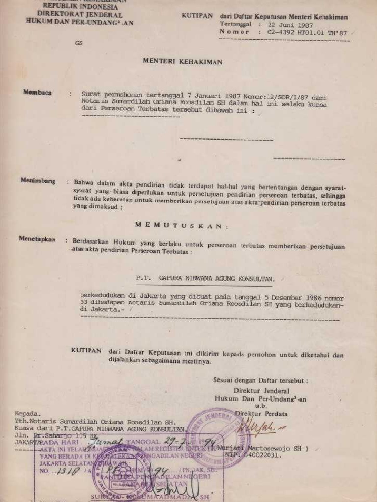 008_Akte Pendirian 1986 | PDF