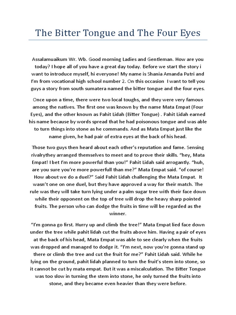 The Bitter Tongue and The Four Eyes | PDF