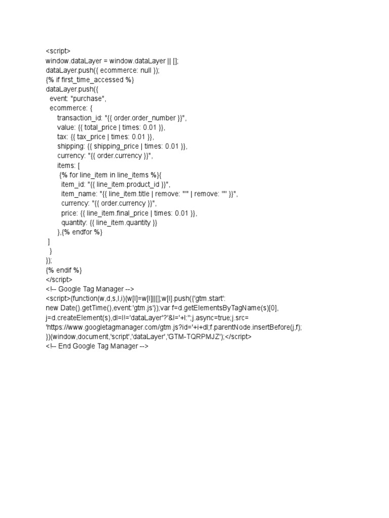 Shopify Conversion Tracking Code - Purchase (Copy) | PDF Shopify Conversion Tracking Code - Purchase (Copy) | PDF