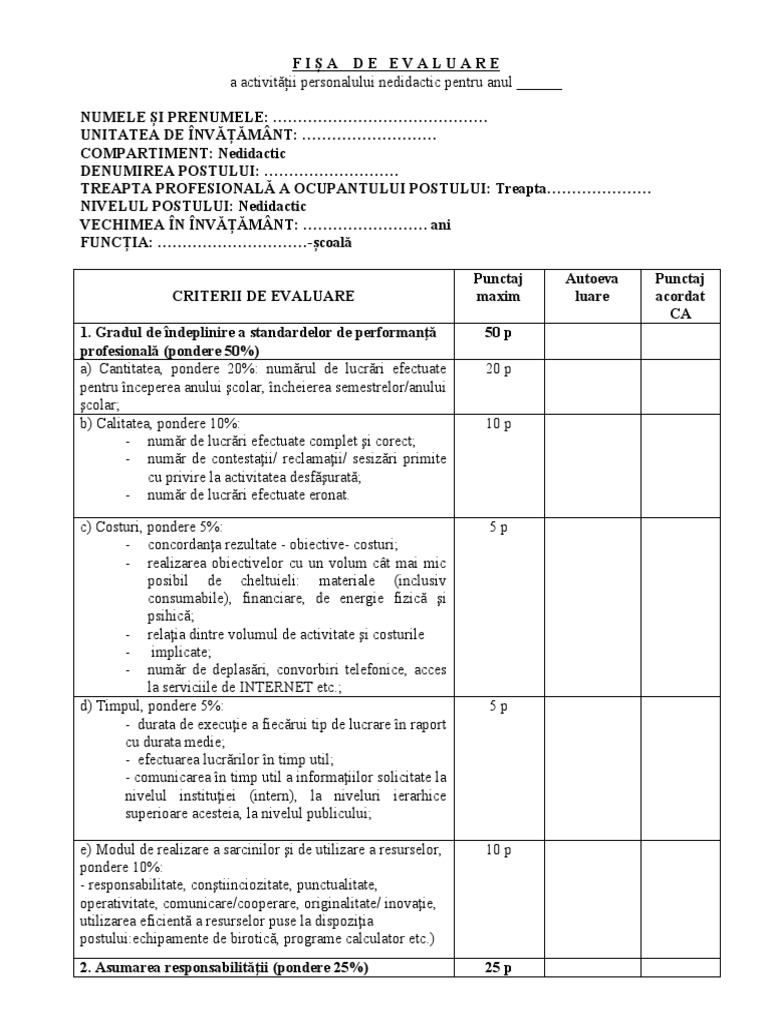 Fisa Evaluare Nedidactic Nr 2 (5) | PDF