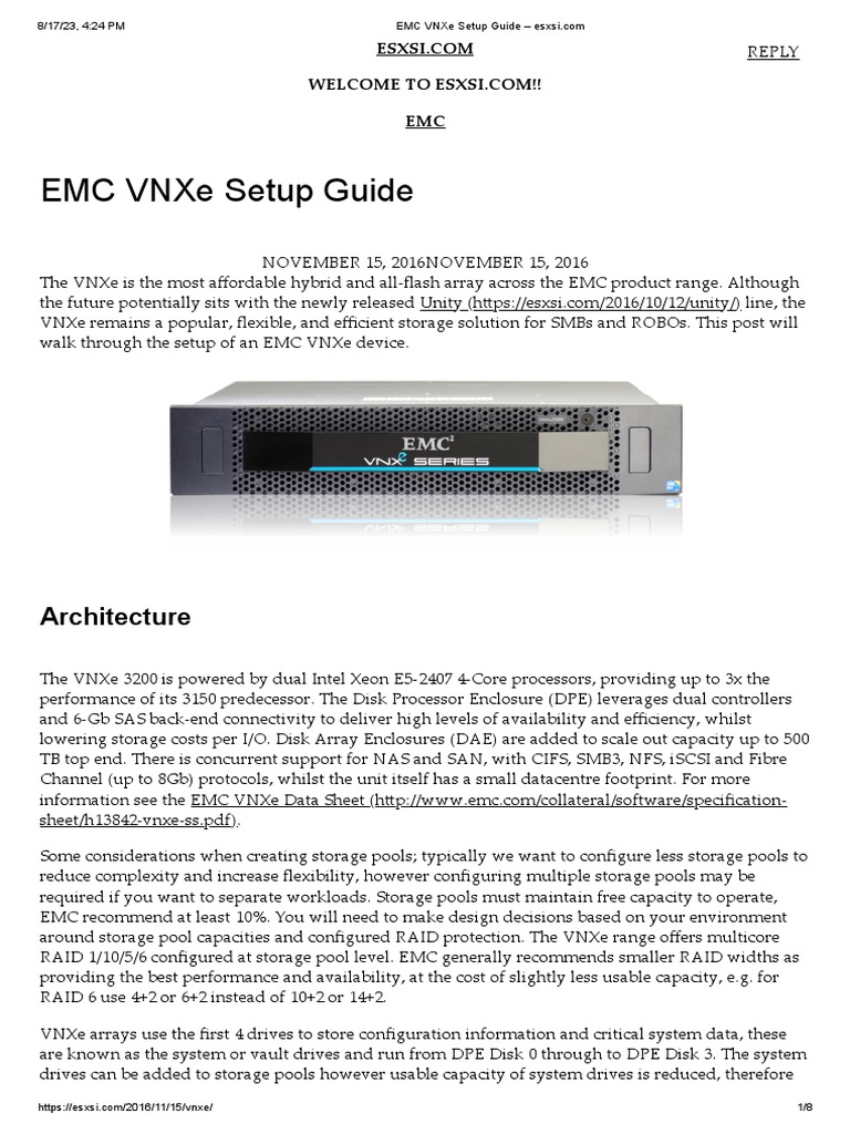EMC VNXe Setup Guide | PDF