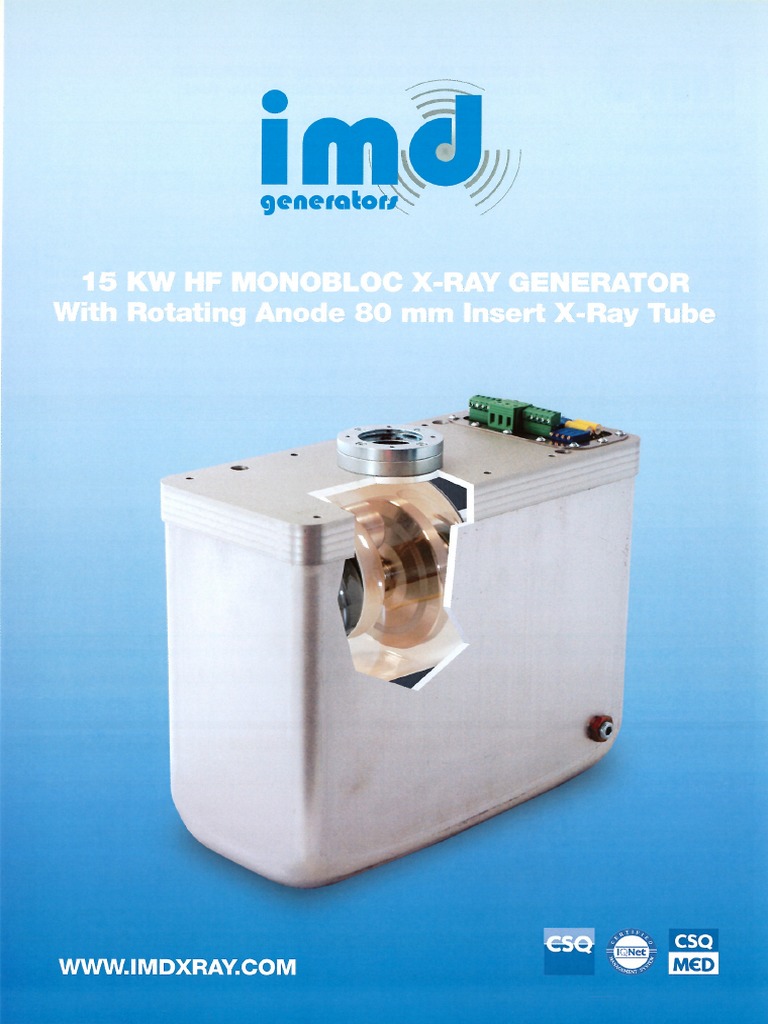Data Sheet 15 KW HF Monobloc X - Ray Generator With Rotating Anode 80 ...