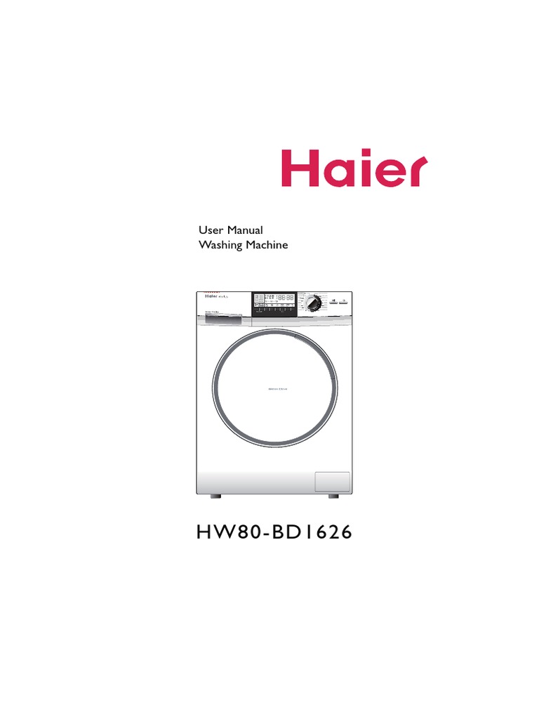 HW80-BD1626: User Manual Washing Machine | PDF