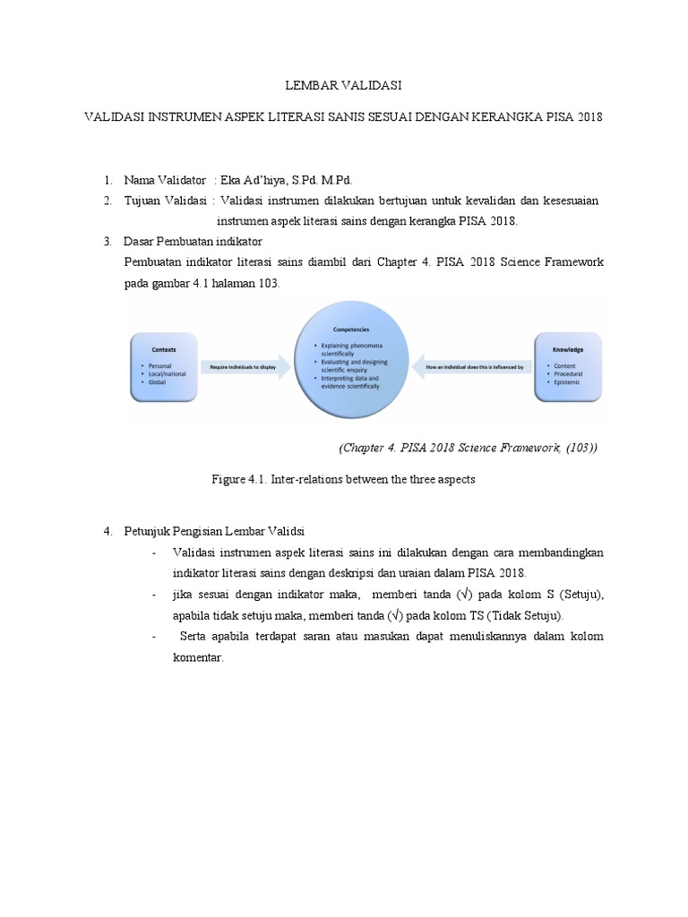 Lembar Validasi Instrumen Literasi Sains | PDF