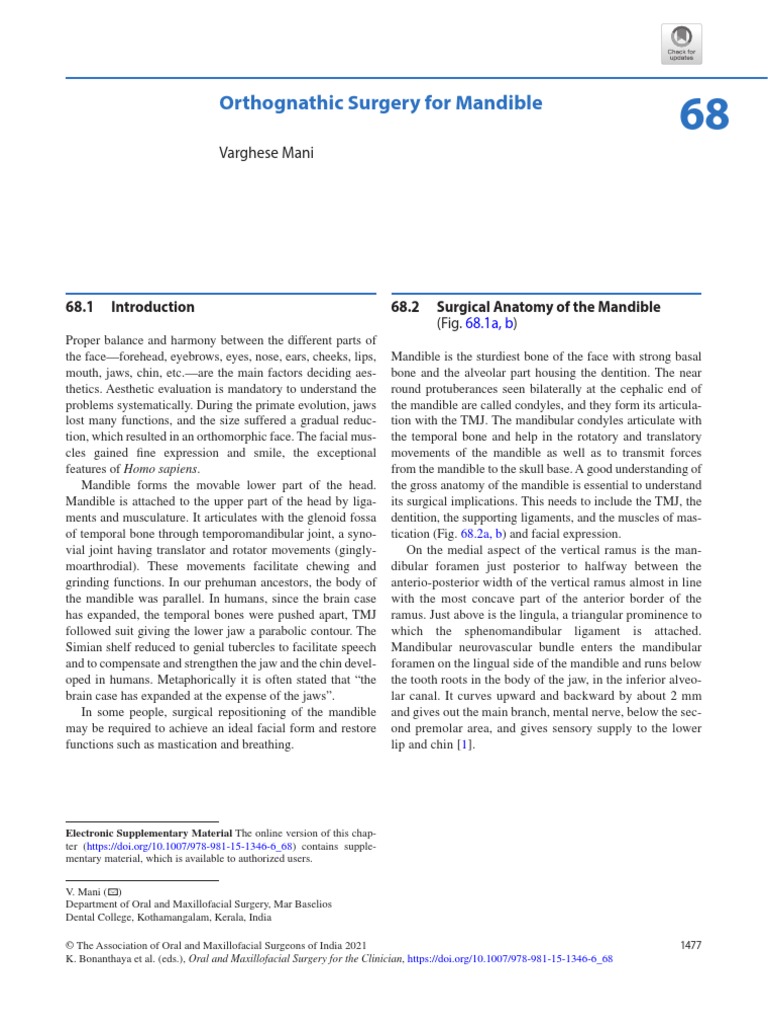 Orthognathic Surgery for Mandible | PDF