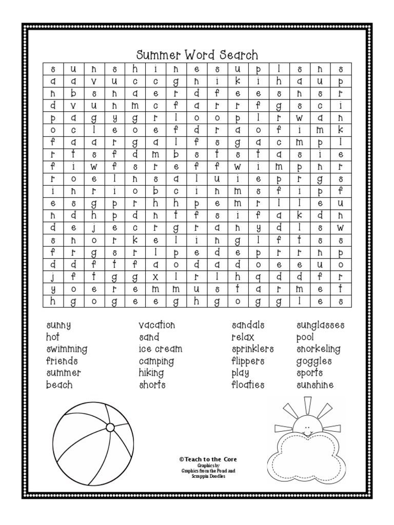Free Summer Word Search | PDF