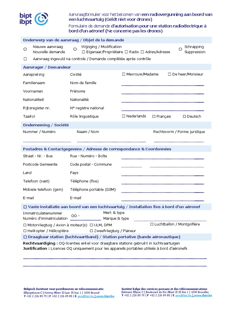 BIPT Aanvraagformulier (26-05-2023) | PDF