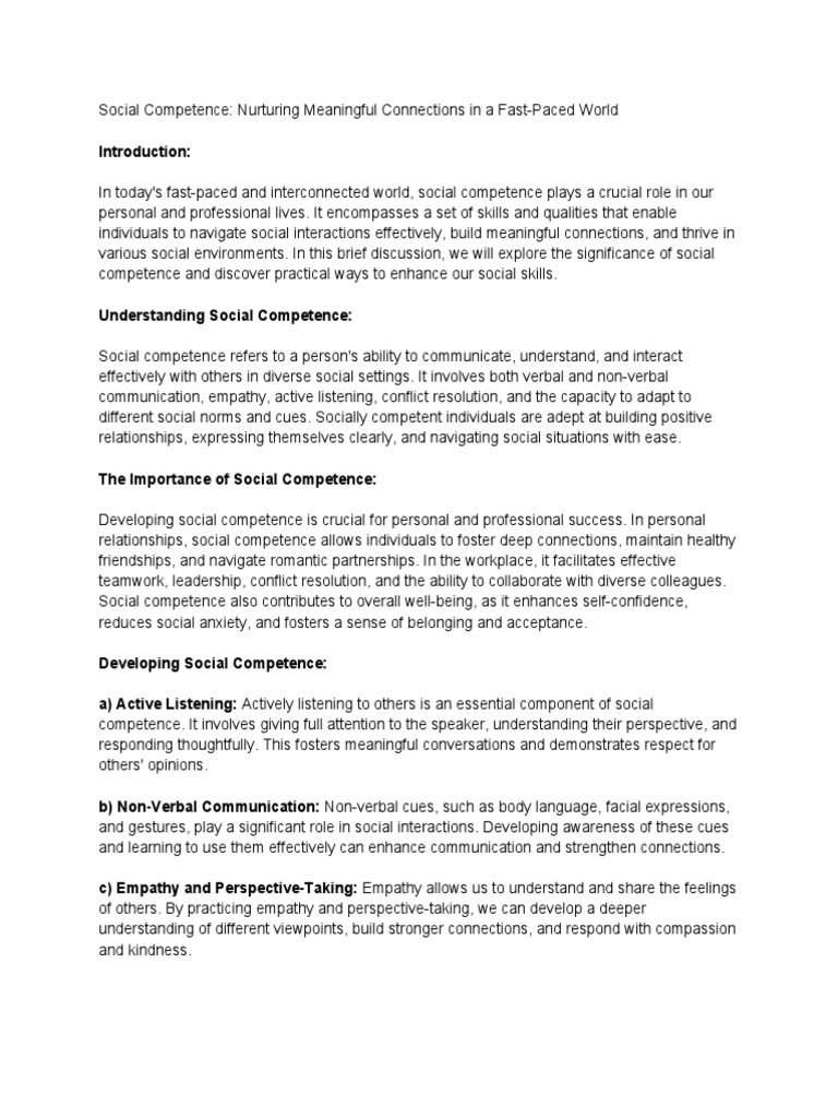 Social Competence | PDF