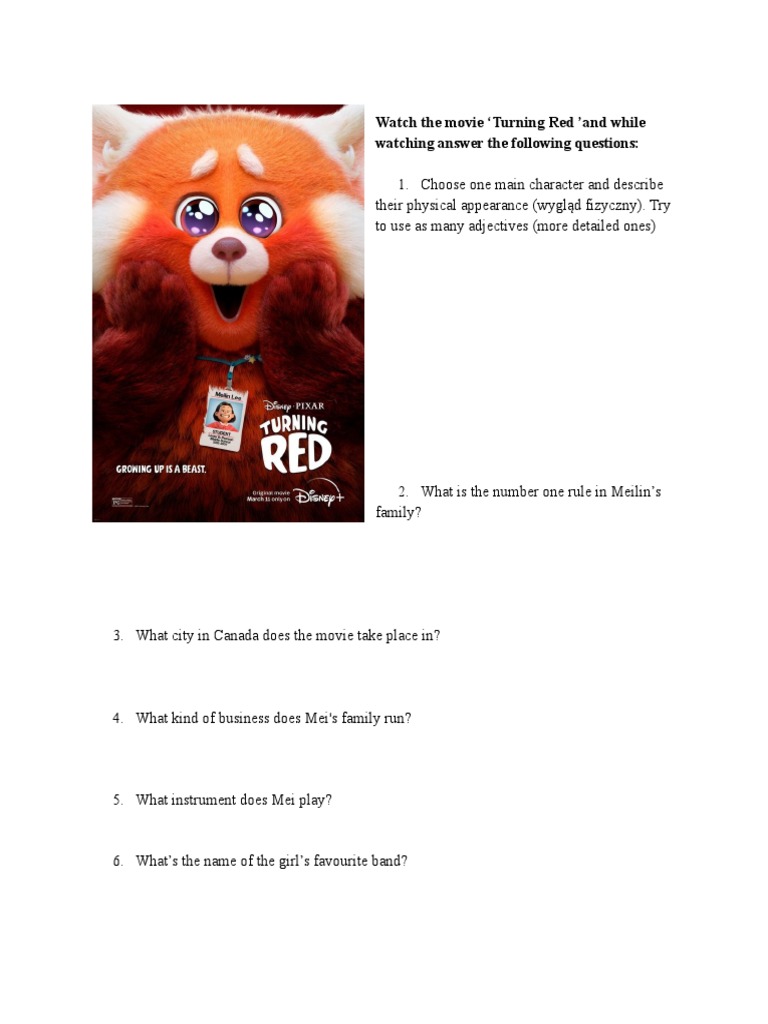 Turning Red: Character Analysis & Themes | PDF | Games & Activities ...