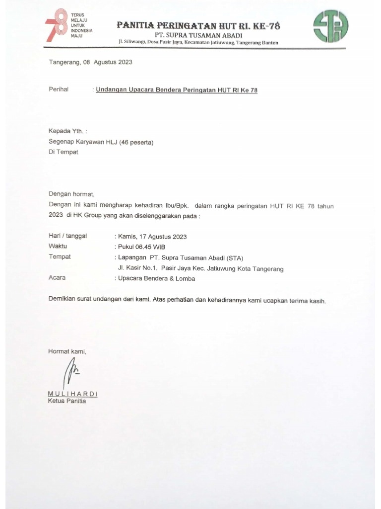 Undangan 17an HLJ | PDF