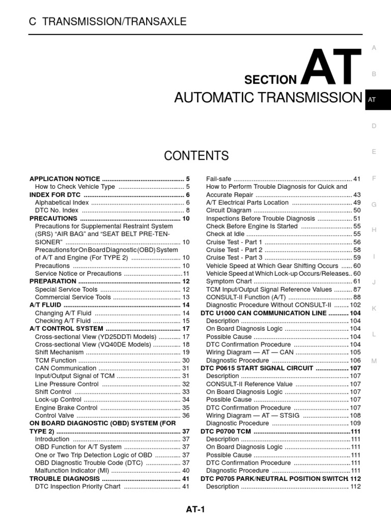 Nissan Pathfinder r51 Euro (Oct 06) - at (Automatic Transmission) | PDF | Medical Diagnosis | Clutch