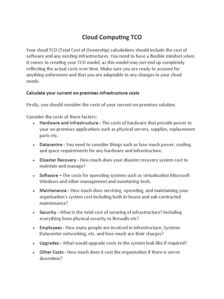 Cloud Computing TCO | PDF