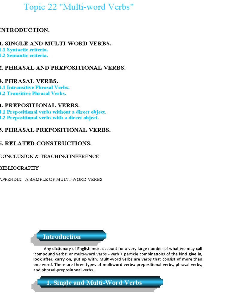 Tema 22 Multiword Verbs | PDF | Preposition And Postposition | Verb Tema 22 Multiword Verbs | PDF | Preposition And Postposition | Verb