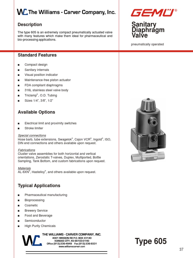 GEMU Sanitary Diaphragm 605 | PDF