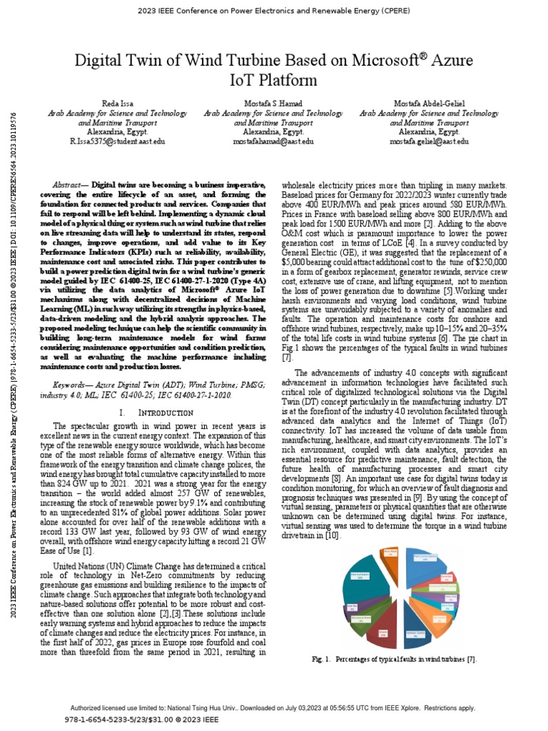 Digital Twin of Wind Turbine Based On Microsoft Azure IoT Platform | PDF