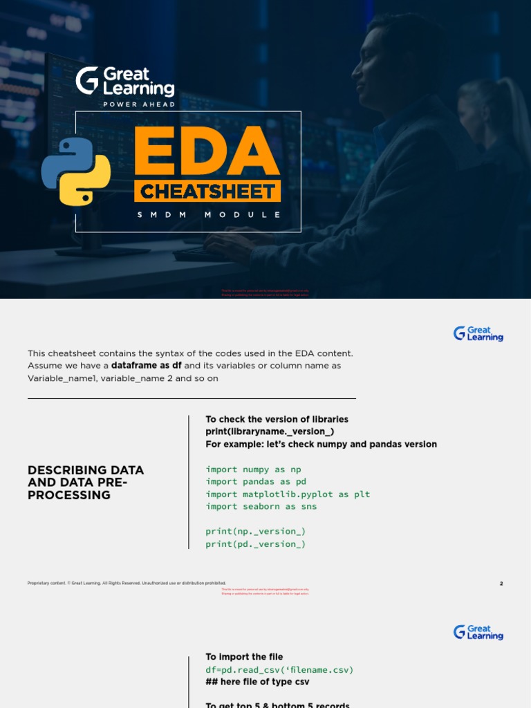 EDA Cheatsheet - Class Note | PDF | Software | Computer Science EDA Cheatsheet - Class Note | PDF | Software | Computer Science