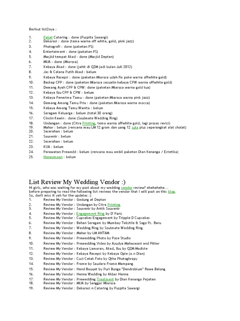 Persiapan Wedding | PDF