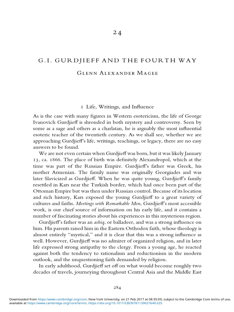 G.I. Gurdjieff and The Fourth Way by Glenn Alexander Magee | PDF