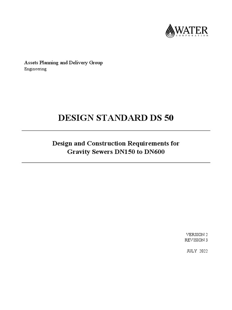 DS50 Design and Construction Requirements For Gravity Sewers DN150 To ...