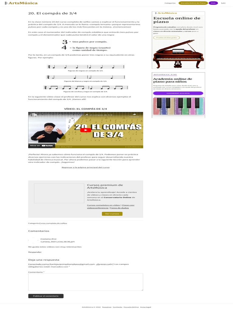 Comprendiendo el compás de 3/4 | PDF | Formas musicales | Composiciones ...