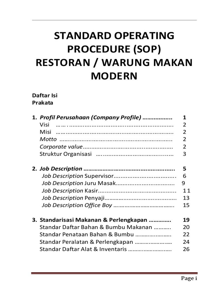 Contoh Sop Resto | PDF