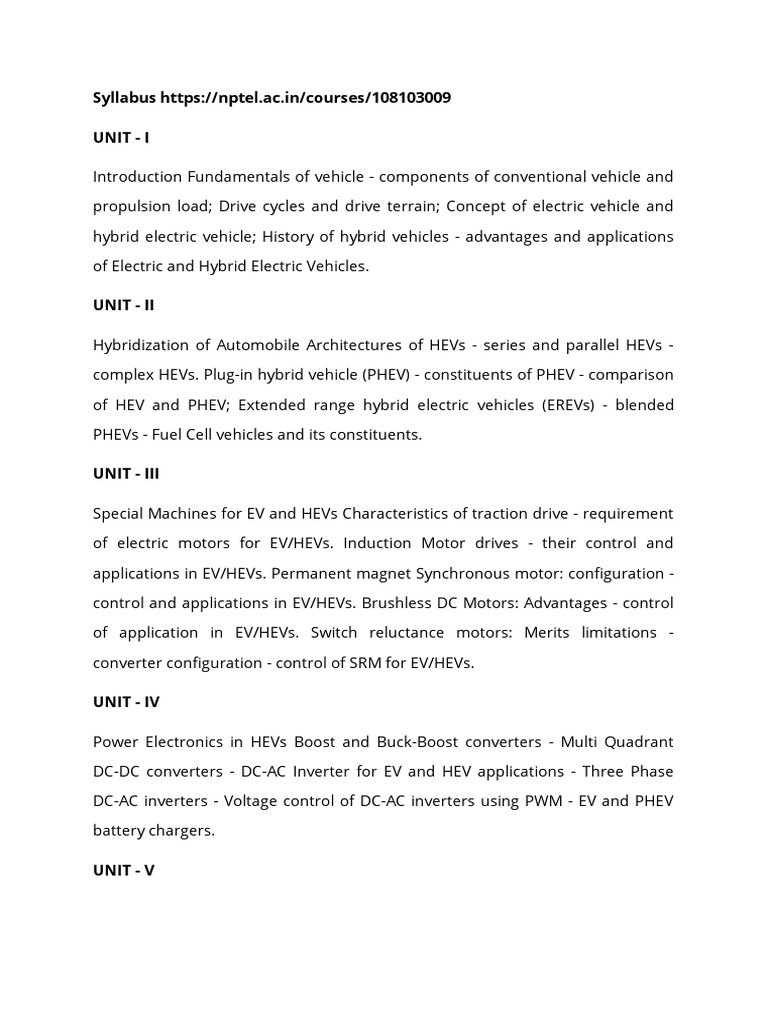 EV Notes | Download Free PDF | Hybrid Electric Vehicle | Electric Vehicle