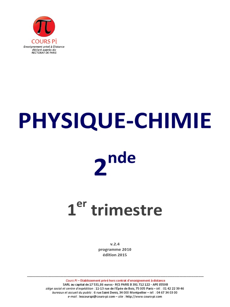 2nde Sciences Physiques Cours | PDF