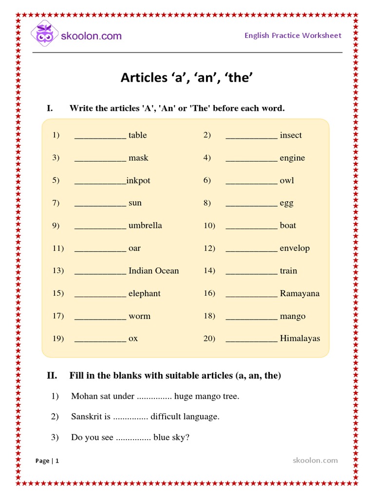 G1 English Articles A An The 164 | PDF