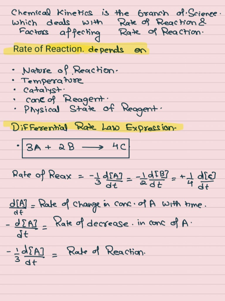 Chemical Kinetics Short Note Class Notes Pathshala Dropper NEET | PDF