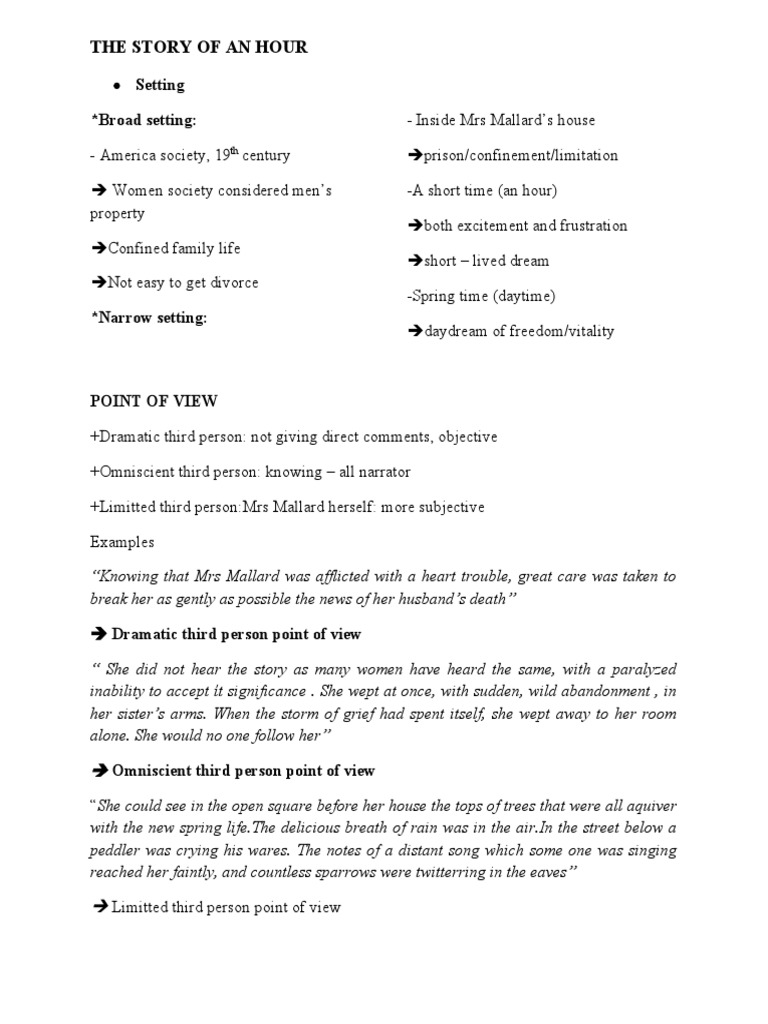 THE STORY OF AN HOUR outline | PDF