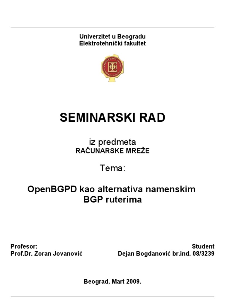 Seminarski Rad: Iz Predmeta Tema | PDF