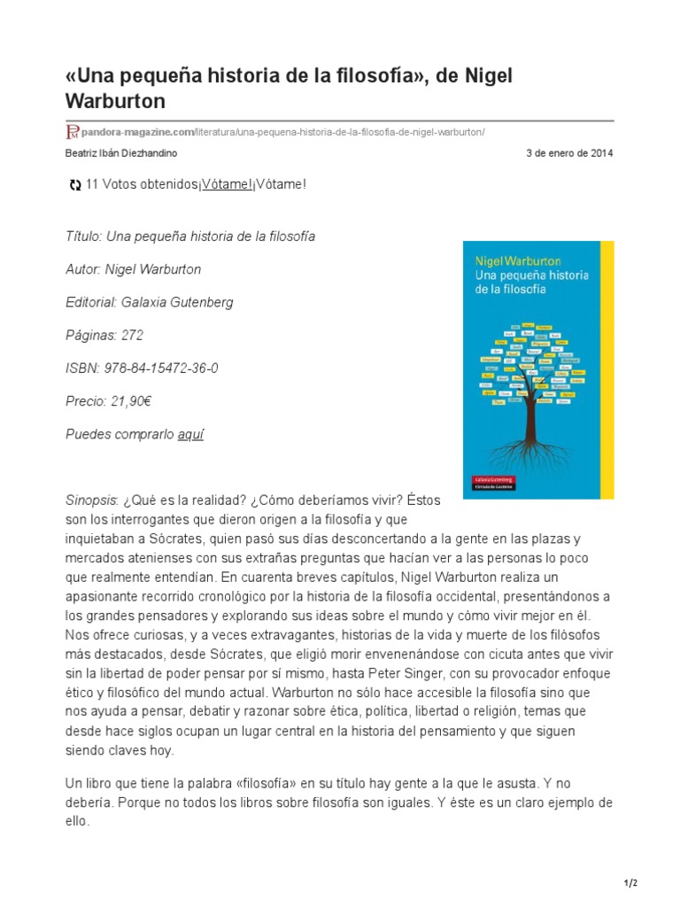 Una Pequeña Historia de La Filosofía de Nigel Warburton | PDF | Sócrates