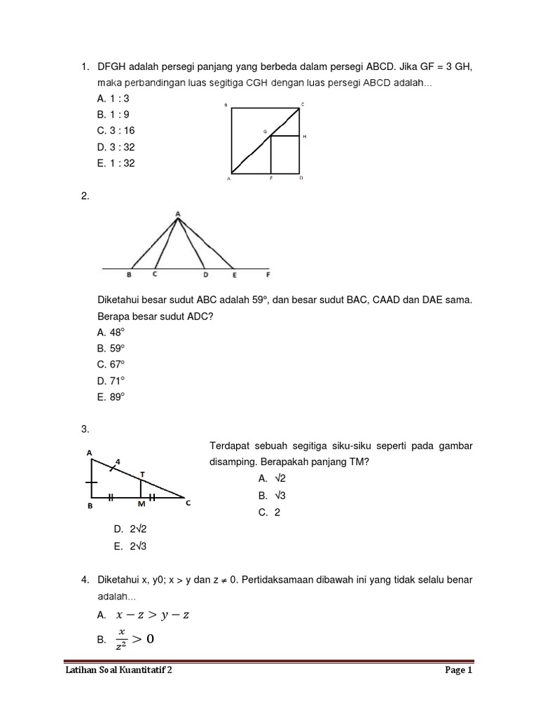Latihan Soal Kuantitatif 2 (SIMAK UI) | PDF | Metode & Bahan Ajar