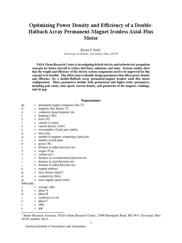 Optimizing Power Density and Efficiency of A Double-Halbach Array ...