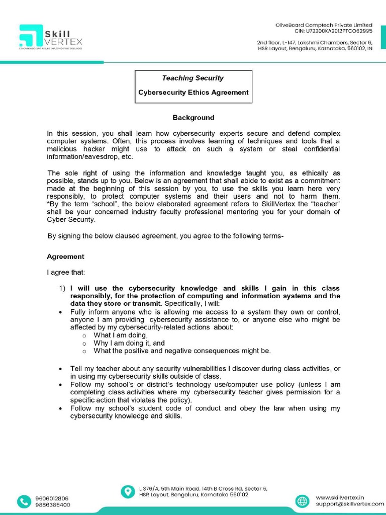Cyber Security Agreement | PDF