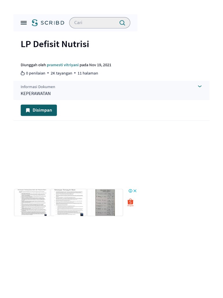 LP Defisit Nutrisi - PDF | PDF