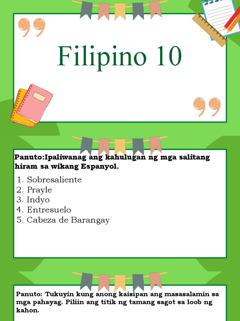Pagsusulit Sa Filipino 10 1 | PDF