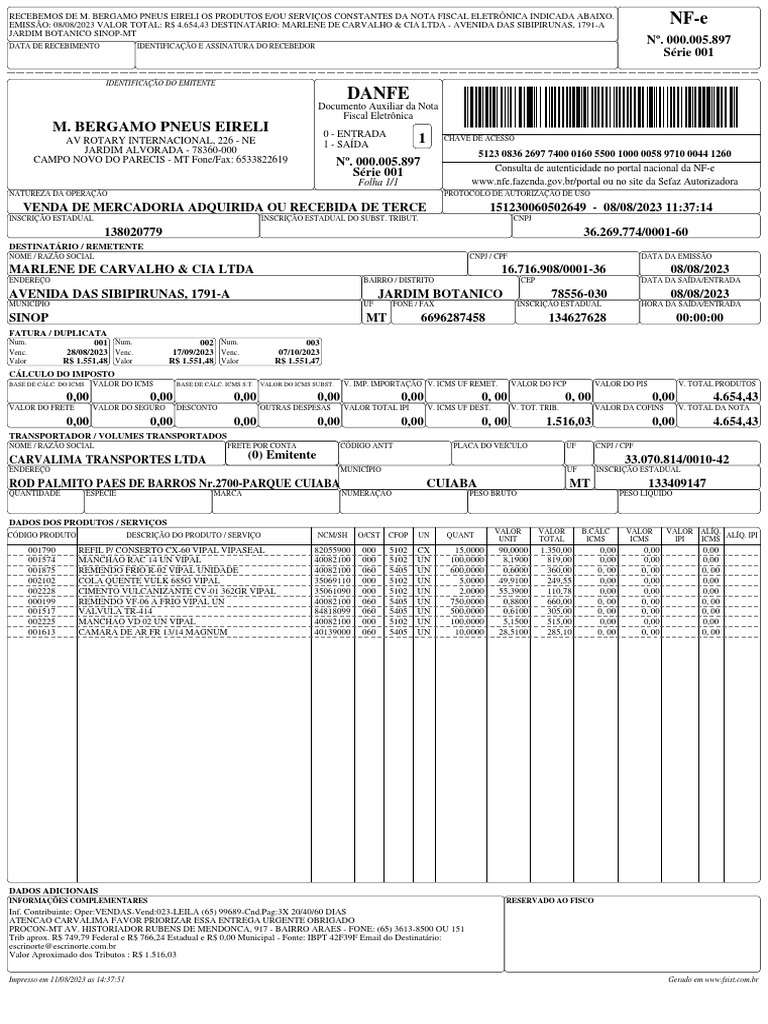NFE DE CAMPO NOVO Index - PHP | PDF