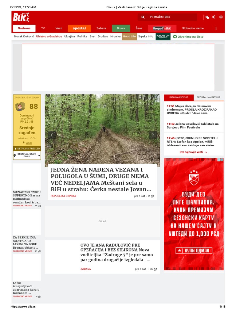 Blic - Rs - Vesti Dana Iz Srbije, Regiona I Sveta | PDF