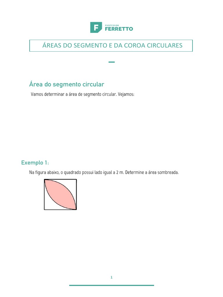 Áreas Do Segmento e Da Coroa Circulares | PDF